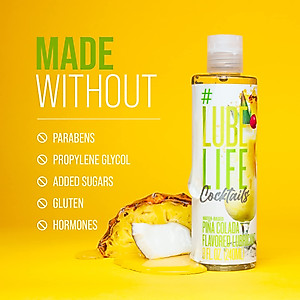 Lube Life Water-Based Piña Colada Flavored Lubricant, Personal Lube for Men, Women and Couples, Made without Added Sugar, 8 Fl Oz