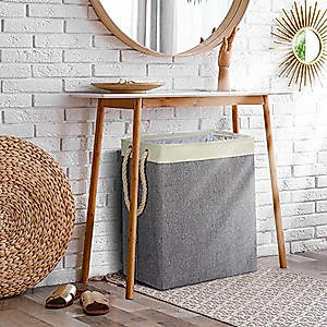 COSYLAND Laundry Basket with Rope Handles 65L Collapsible Linen Hamper Foldable Nursery Storage Baskets Bin for Bathroom, Toys and Clothing Organization