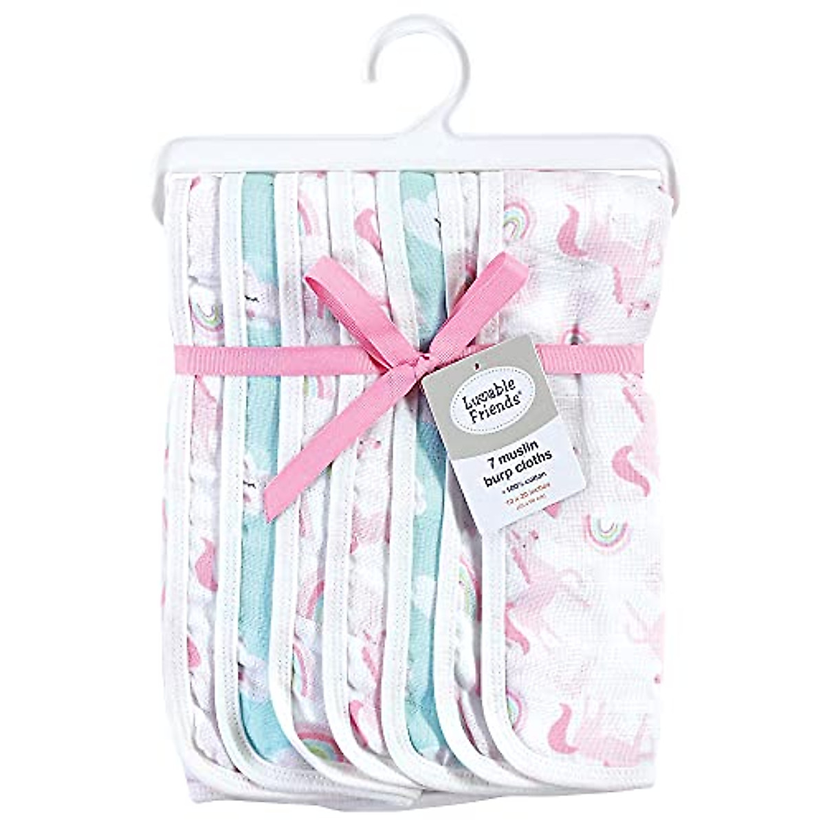 Luvable Friends Unisex Baby Muslin Burp Cloth 7pk, Rainbow, One Size