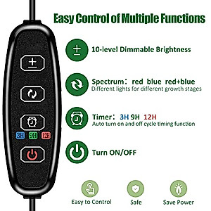 Grow Light, Full Spectrum LED Plant Light for Indoor Plants, Grow lamp with Stable Base, Height Adjustable and 3 Switch Modes, 3/9/12H Timer 10-Level Dimmable Brightness for Small Plant