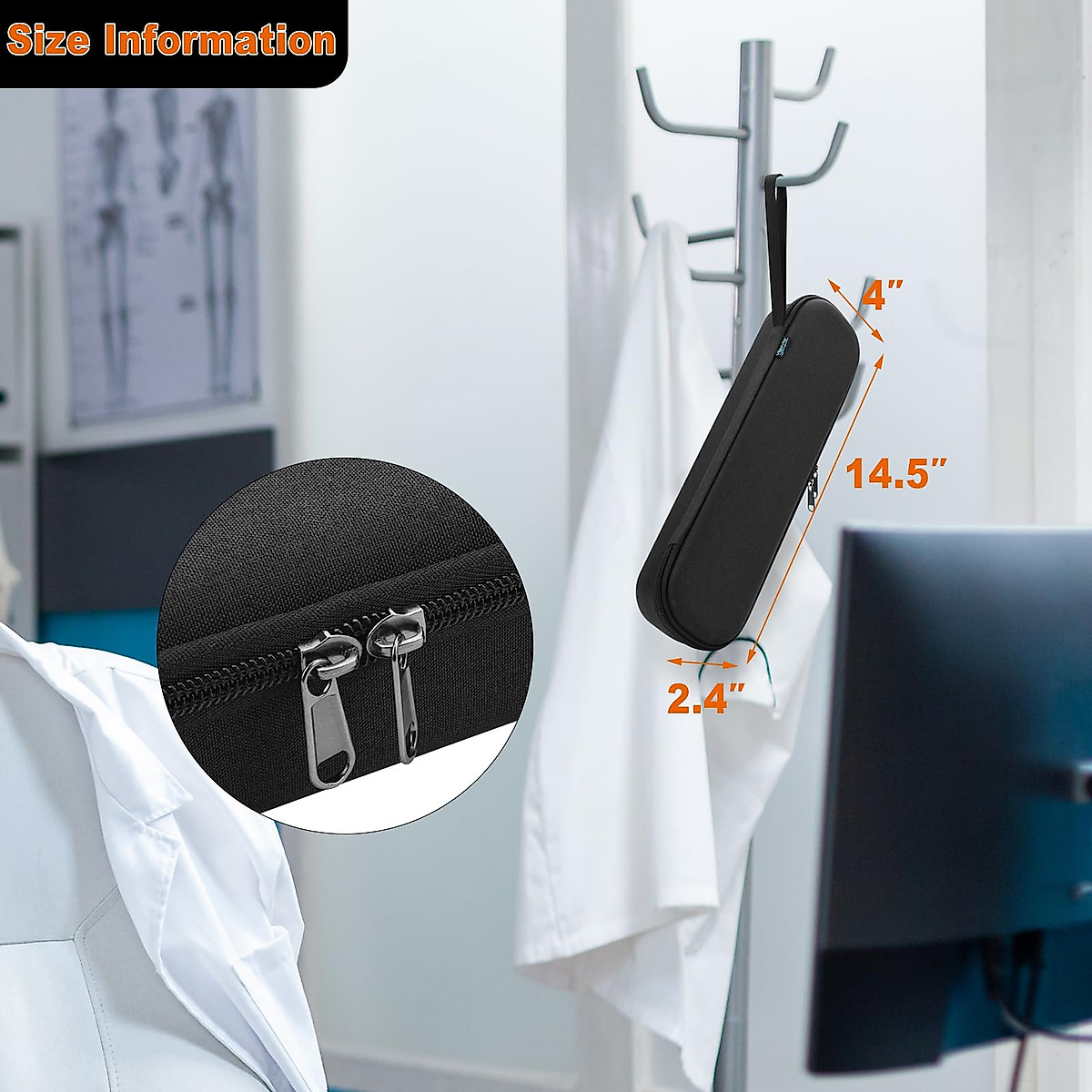 Beautyflier Travel Case for 3M Littmann Classic III Monitoring Stethoscope, Stethoscope Carrying Case with Extra Pocket for Accessories, Storage Box for Stethoscope, EVA Black (Case Only)