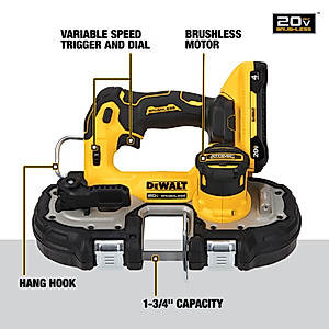 DEWALT ATOMIC 20V MAX* Brushless Cordless 1-3/4 in. Compact Bandsaw Kit (DCS377Q1)