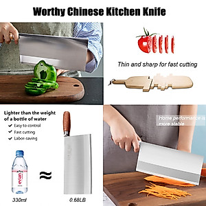SELECT MASTER Chinese Slicing Knife for pro Chefs mincing carving and chopping, wide and thin blade, Cleaver knife series