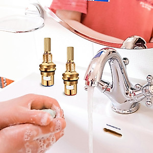 Brass 1-001 & Brass 1-002 Ceramic Valve Set，Replacement Hot Widespread Cartridge and Cold Widespread Cartridge,Brass Construction (Brass 1-001 & Brass 1-002)