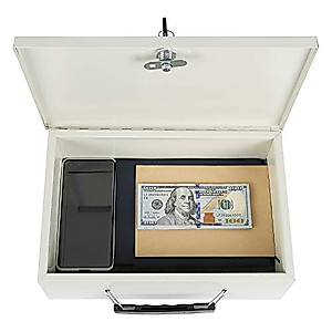 KYODOLED Fireproof Document Box with Key Lock,Safe Storage Box for Valuables,Fire Resistance Security Chest,Fireproof Box for Documents,Passport,Cash,Tablet 12.8'' x 8.4'' x 4.5'' Beige