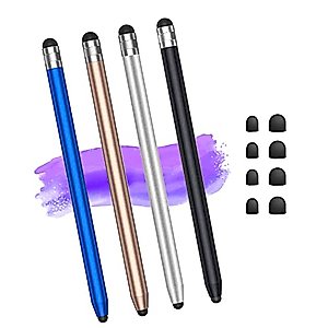 4 Pack Stylus for iPad Luntak Stylus Pens for Touch Screens 2-in-1 iPad Pencil Universal Rubber iPad Stylus Touch Screen Pen iPad Pen Compatible with iPad Mini/iPhone/Galaxy Note/Huawei/Xiaomi/Android