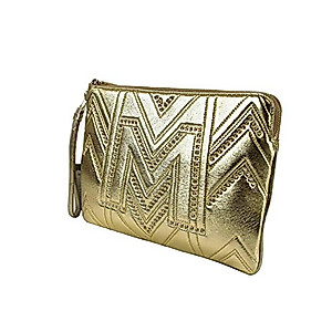 MCM Women's Munichi Gold Metallic Leather Medium Pouch Wristlet MYZ9SKL02DA001