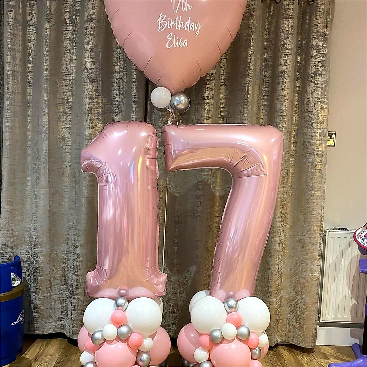 Pastel Pink 1 Balloons, 40 Inch Giant Light Pink Helium Foil Number 0-9 for Girls, Self Inflating 1st Birthday Balloon for Women Anniversary Baby Shower Princess Party Decorations Supplies