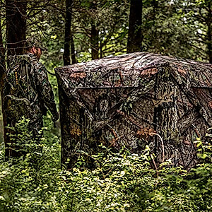 Ameristep Brickhouse Hunting Blind | 3-Person Ground Blind in Mossy Oak Break-Up Country, One Size