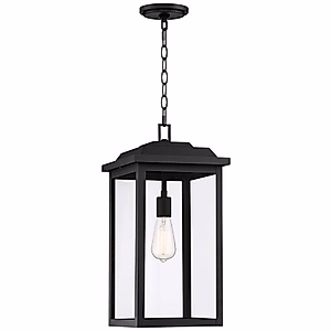 John Timberland Eastcrest Modern Industrial Outdoor Hanging Ceiling Light Fixture Textured Black 21 1/2" Clear Glass Exterior House Porch Patio Outside Deck Garage Front Door Garden Home Gazebo
