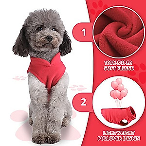 PETCARE Small Dog Sweater Cat Fleece Vest Soft Dog Jacket with Leash O-Ring Winter Warm Pet Pullover Coat Puppy Clothes for Small Dogs Cats Chihuahua Apparel Shih Tzu Costume, Red