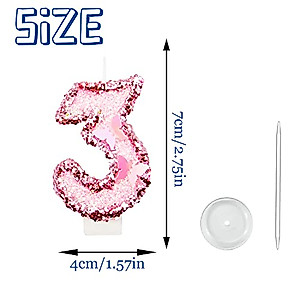 2.8" Birthday Number Candle Glitter Happy Birthday Cake Candles for Birthday Mermaid Themed Party Wedding Anniversary Celebration Supplies