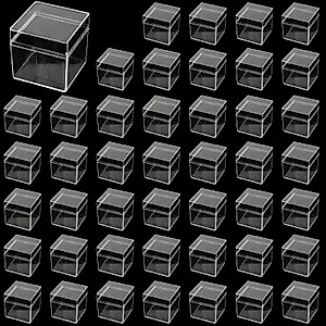 MUKLEI 45 Pack Plastic Square Cube, 2 × 2 × 2 Inches Clear Candy Cubes with Separate Lid, Mini Clear Container for Cosmetics, Bead, Makeup, Jewelry, Candy, Party Favor