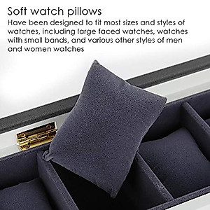 Watch Box Display Case, 5 Slot Glass Storage Box Organizer Watch Jewelry Display Box(White)