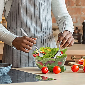 Hammered Serving Spoons, E-far 8-Piece Metal Serving Utensils Set - Solid Spoons x 4, Slotted Spoons x 4, Stainless Steel Hostess Serving Tablespoons Set for Catering Buffet Party Kitchen Restaurant