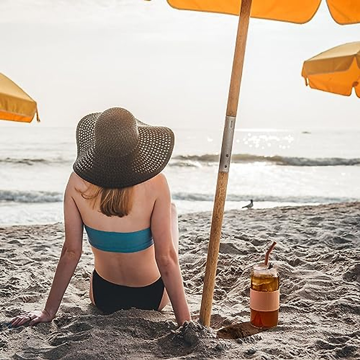 ColoVie 20oz Tumbler with 3 IN 1 Lids and Glass Straws(Extra Silicone Tips), White Silicone Protective Sleeve, Iced Coffee Cup, Travel Water Bottle, Soda Beer Can Shaped Cups, Hot Tea