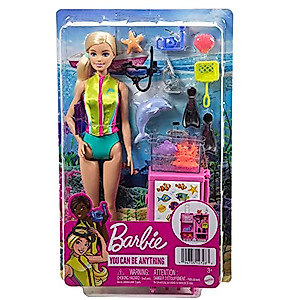 Barbie Marine Biologist Doll & 10+ Accessories, Mobile Lab Playset with Blonde Doll, Case Opens for Storage & Travel