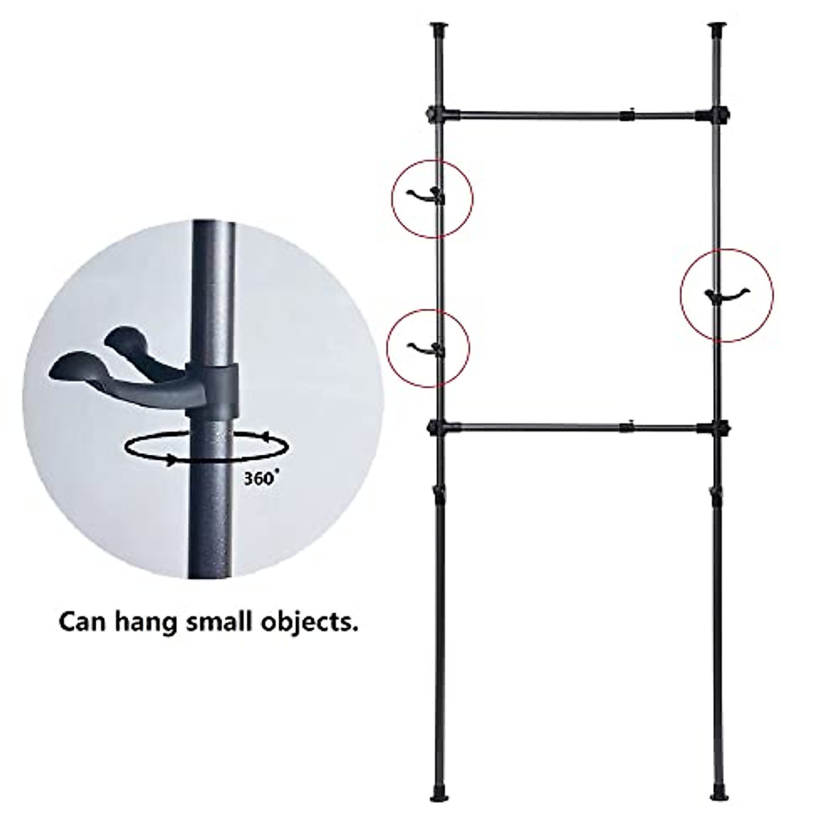 Adjustable Clothing Rack, Double Rod Clothing Rack, 2 Tier Clothes Rack, Adjustable Hanger for Hanging Clothes, Closet Rack, Freestanding,black