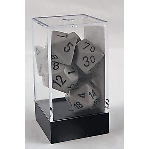 Chessex Dice: Polyhedral 7-Die Opaque Dice Set - Dark Grey with Black