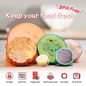 DeliOne Silicone Stretch Lids for Kitchen Food Storage – Durable,Reusable + Expandable Bowl Covers for Cup or Square Containers, Freezer, Microwave,and Dishwasher Safe,Mixing Size, 6-Pack, Color