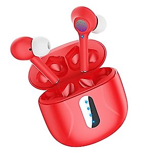 True Wireless Earbuds, ENC Bluetooth 5.3 Headphones Touch Control with Wireless Charging Case IPX6 Waterproof Stereo Earphones in-Ear Built-in Mic Noise Cancelling Headset Premium Deep Bass for Sport
