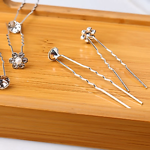 40 Pieces Bridal Hair Pins, Clips and Barrettes with Crystal Pearl Flowers, Women's Proms Hair Jewelry Accessories, Gift Stocking Stuffers for Girls