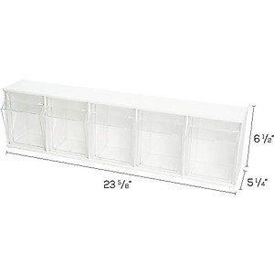 Deflecto Interlocking Multi Storage Organizer Tilt Bin, 6.5" x 23.6" x 5.3", White