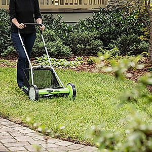 Greenworks 16-Inch Reel Lawn Mower with Grass Catcher 25052,Black/Green