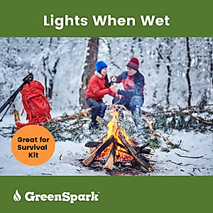 GreenSpark Firesticks Fire Starters for Fire Pit, Campfire, FireplaceBBQ Grill, Wood & Pellet Stove, Camping, Survival Safety Kit, Fast Lighting, Long Burn, Waterproof, Indoor Outdoor Use (48 Count)