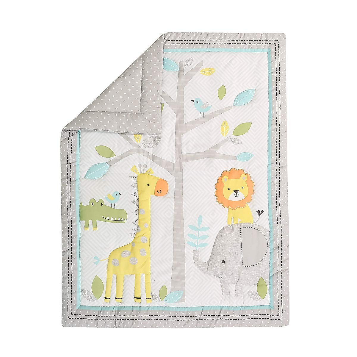 Brandream Baby Crib Bedding Set Safari Animal Nursery Bedding 3 Piece Comforter Set with Elephant Monkey Giraffe Print