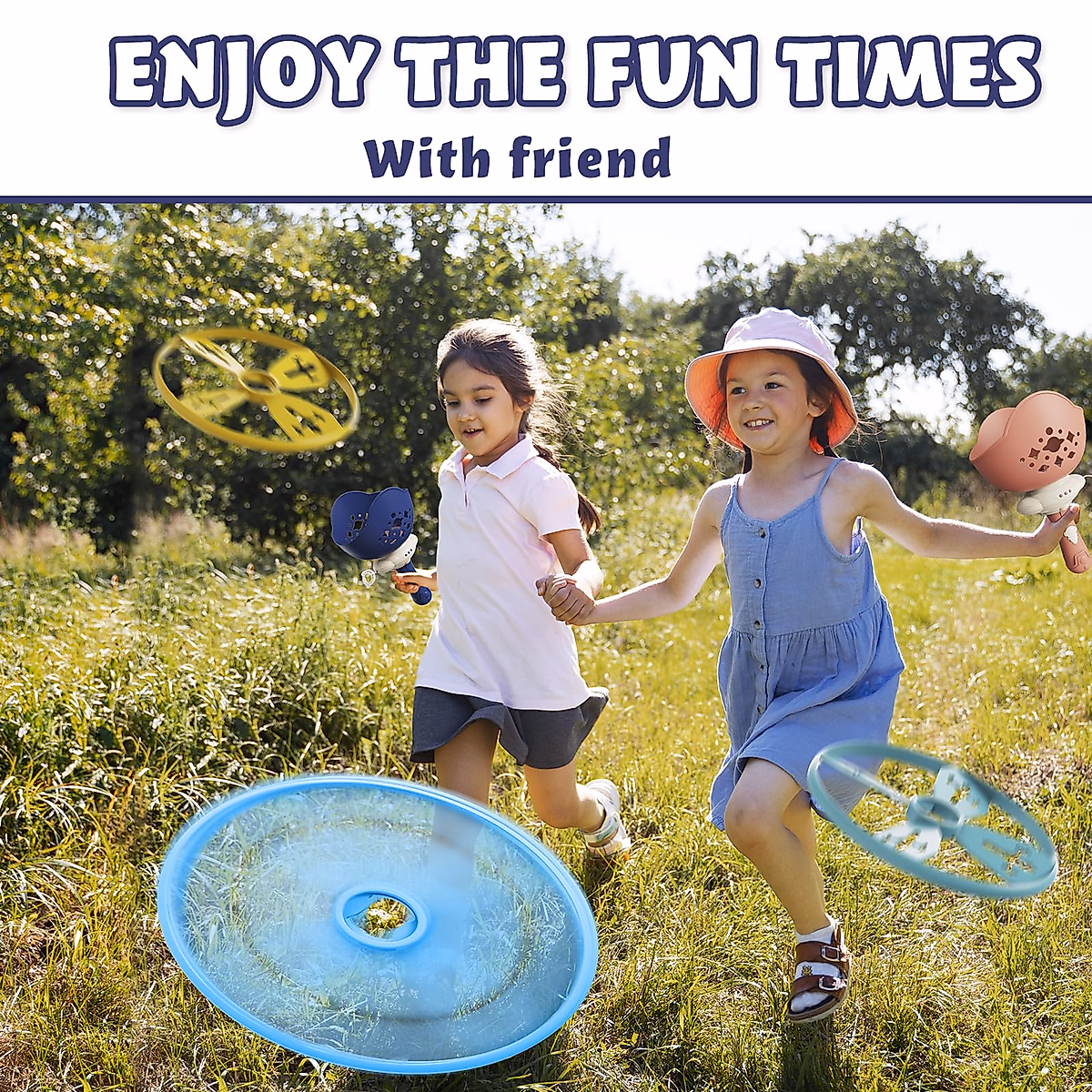 2PCS Flying Disc Toy for Boys Ages 2-4-5-7-8-10-13 Stocking Stuffers, Outdoor Handheld Games For Kids, Boys Girls Outdoor Flying Launcher Toys