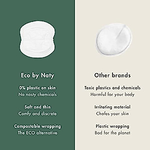 Eco by Naty Nursing Pads – Nipple Pads for Breastfeeding Mothers, Pregnancy and Postpartum, Made from Plant-Based Materials (30 Pads)