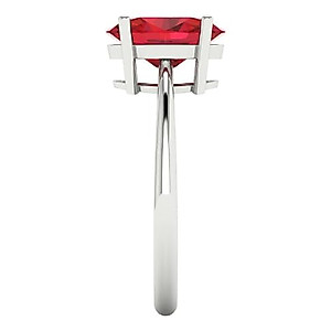 Clara Pucci 2.5ct Oval Cut Solitaire Simulated Ruby Engagement Wedding Bridal Promise Anniversary Ring 18K White Gold Size 8