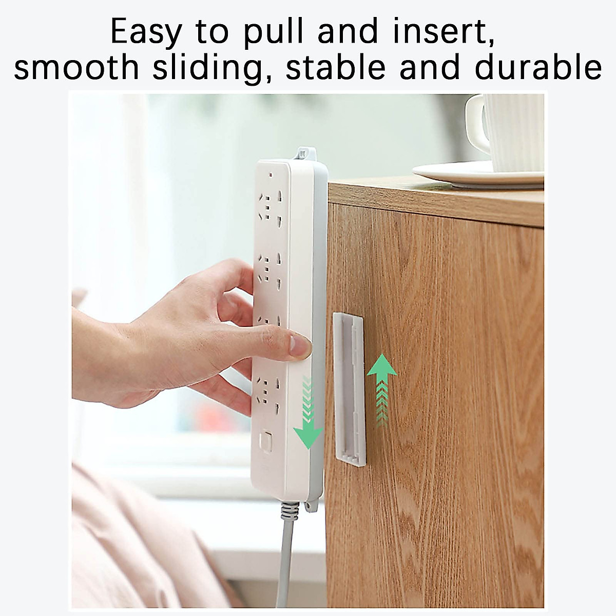 12 Pack Self-Adhesive Desktop Socket Fixer, Adhesive Punch Free Socket Holder Cable Management Punch Free Surge Protector, Desktop Mountable Plug-in Socket Fixer Bracket Stand (12pc-e)