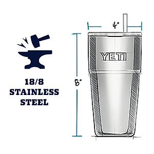 YETI Rambler 26 oz Straw Cup, Vacuum Insulated, Stainless Steel with Straw Lid, Canopy Green