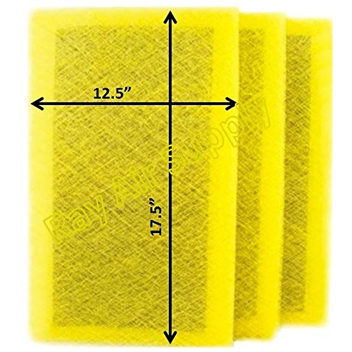 RAYAIR SUPPLY 14x20 MicroPower Guard Air Cleaner Replacement Filter Pads (3 Pack) Yellow