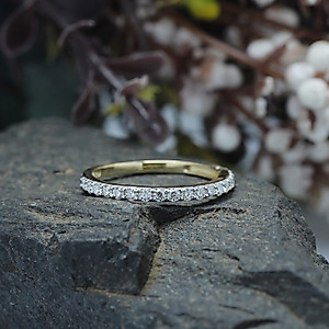 SAVEARTH DIAMONDS 0.40 ct. t.w Round Cut Lab Created Moissanite Diamond Eternity Wedding Band Bridal Ring For Women In 10K Solid Yellow Gold (VVS1 Clarity, 0.40 Cttw)-8