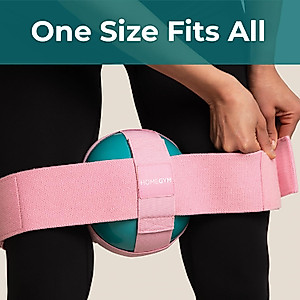 Home Gym Exercise Thigh Toner with Adjustable 3lb Rubber Workout Ball , Includes Air Pump - Pink