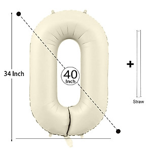 YUNSHANGMO Letter balloons 40 Inch Cream White Alphabet Balloons Beige Giant Foil for Wedding, Birthday, Bridal or Baby Shower Party Letter O Balloon