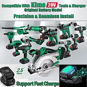 【Upgrade】 2Pack CaliHutt 6000mAh Replacement Battery for KIMO 20V Lithium Battery for KIMO 20V Cordless Blower Wrench Nailer Drill