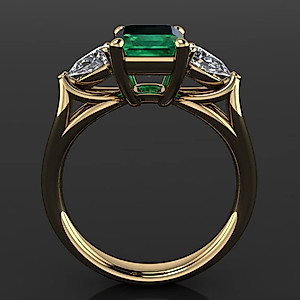 Koguxuix Fashion Jewelry Elegant Women 18k Gold Filled Square Cut Emerald Gemstone Birthstone Wedding Bridal Band Rings (6)
