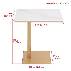 Cre Cra C Shaped End Table Snack Side Table for Couch Marble Top Under Couch Table Sofa Side Table for Couch Living Room Bedroom