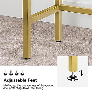 HOOBRO 29.5" Narrow Console Table, Tempered Glass Sofa Table, Small Side Table, Modern Entryway Table, for Entrance, Living Room, Foyer, Hallway Bedroom, Gold GD71XG01