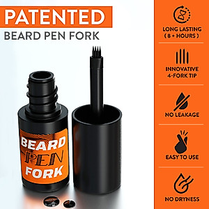Beard Styling Pencil Kit - Medium Brown Beard Pen 4 Tip Micro-Fork and Beard Pen Filler