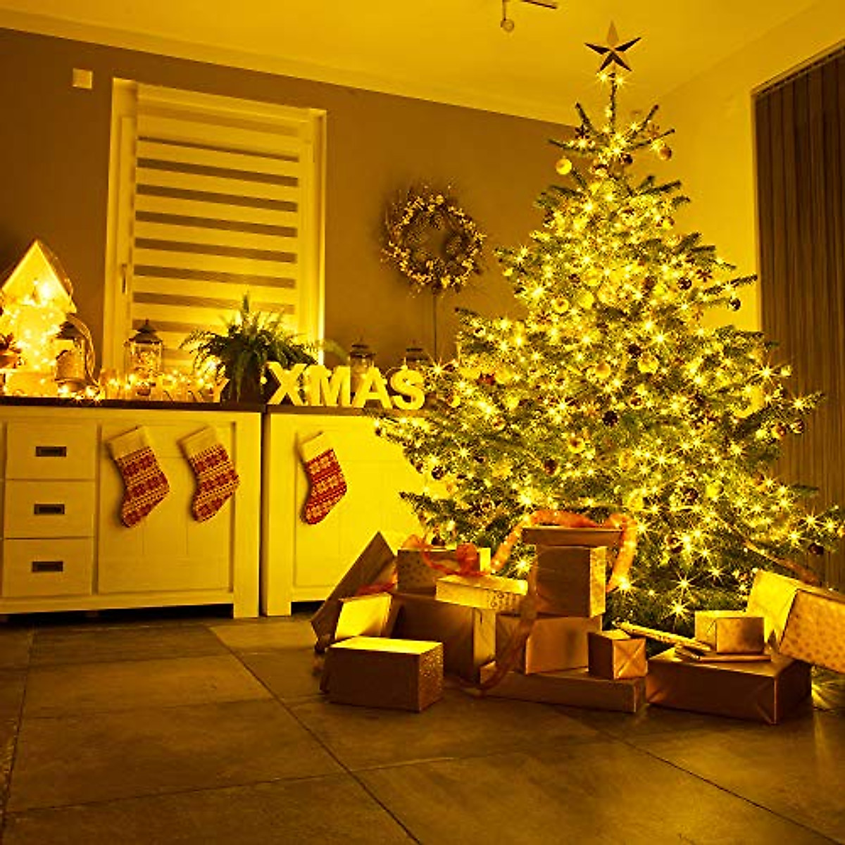 Moobibear LED Fairy String Lights 99ft 300 LEDs Dimmable Outdoor/Indoor Starry String Lights, Warm White Copper Lights with Remote Control for Garden Room Patio Party Valentines Day Decor 2Pack