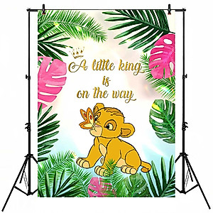 VV Backdrop Lion King Baby Shower Backdrop for Boy 7x5 A Little King is on The Way Baby Shower Background for Kids Jungle Leaf Infant Lion King Bacckdrops for Boys First Birthday