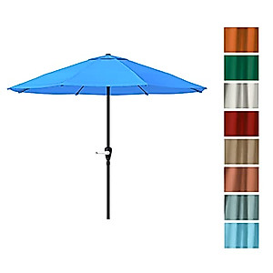 Pure Garden 9 Foot Aluminum Patio Umbrella with Auto Crank - Brilliant Blue