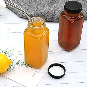 Accguan 12oz Glass Bottles,Leak-Proof Vintage Water Bottles for Juicing,Hot Sauce,Kombucha,Ginger Jar,Potion,Oil,Milk Bottles,Whiskey,Portable Travel Bottle,Smoothies Bottles(12pack)