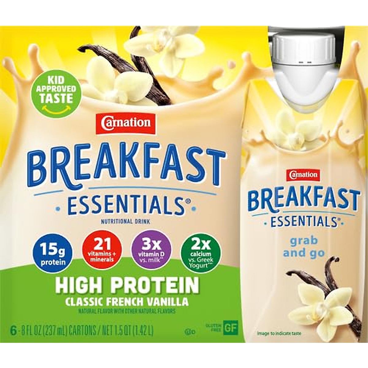 Carnation Breakfast Essentials High Protein Ready-to-Drink, Classic French Vanilla, 8 FL OZ Bottle (Pack of 6) (Packaging May Vary)