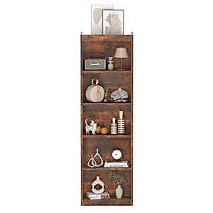 YQ JENMW Tall Bookshelf, 20 Inches Wide, 5-Tier Open Wooden Bookcase, Bookshelves and Bookcases with Storage Shelves, Freestanding Display Storage Shelves for Bedroom Library Living Room Home Office